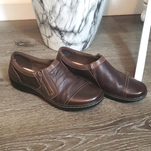 Clarks | Shoes | Clarks Cora Giny Dark Brown Leather Loafer 75 Womens ...